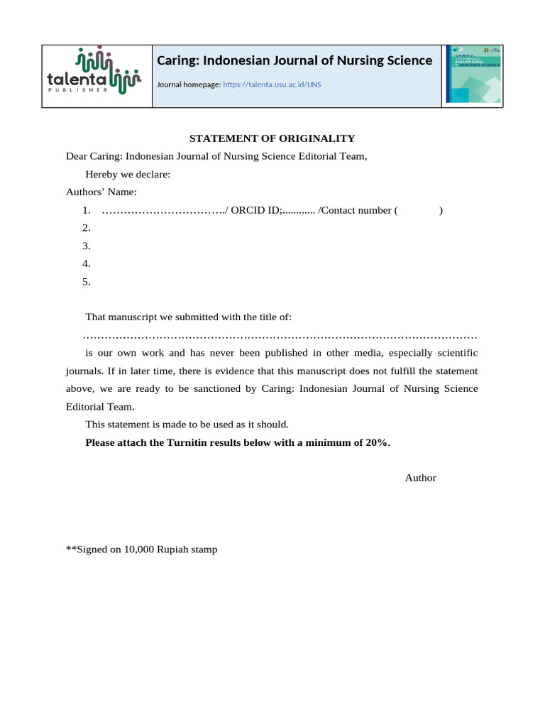 Manuscript Originality Declaration Form | PDF