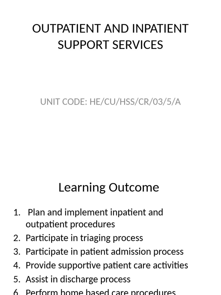 Outpatient and Inpatient Department Notes | PDF | Emergency Department ...