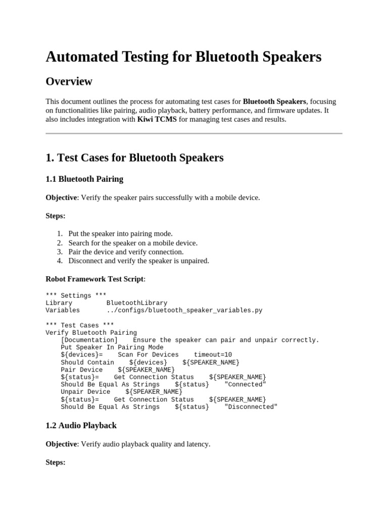 Automated Bluetooth Speaker Testing Guide | PDF | Bluetooth | Computing