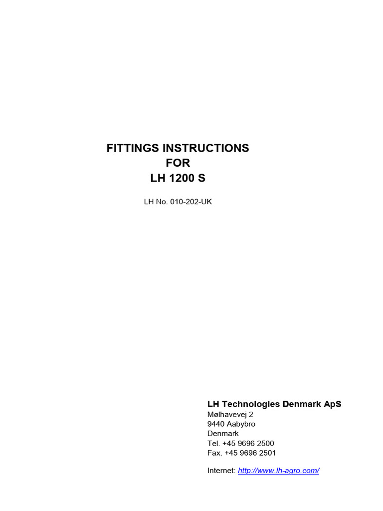LH 1200 S Fitting Instructions Guide | PDF | Tractor | Manufactured Goods