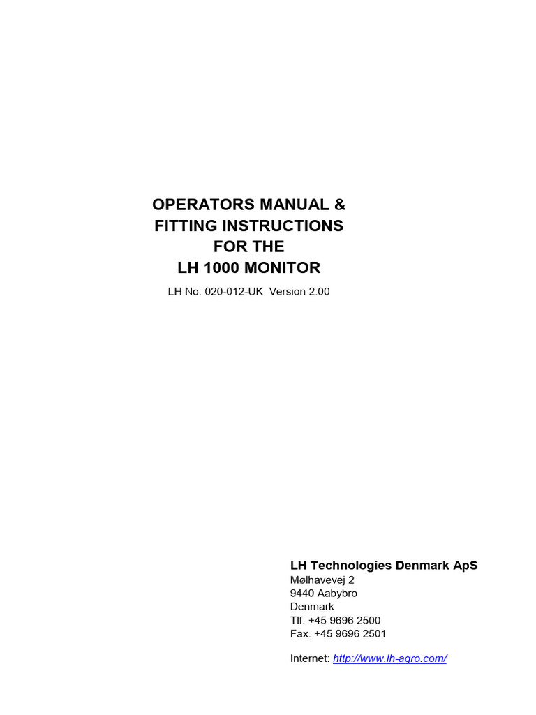 LH 1000 Monitor Manual & Fitting Guide | PDF