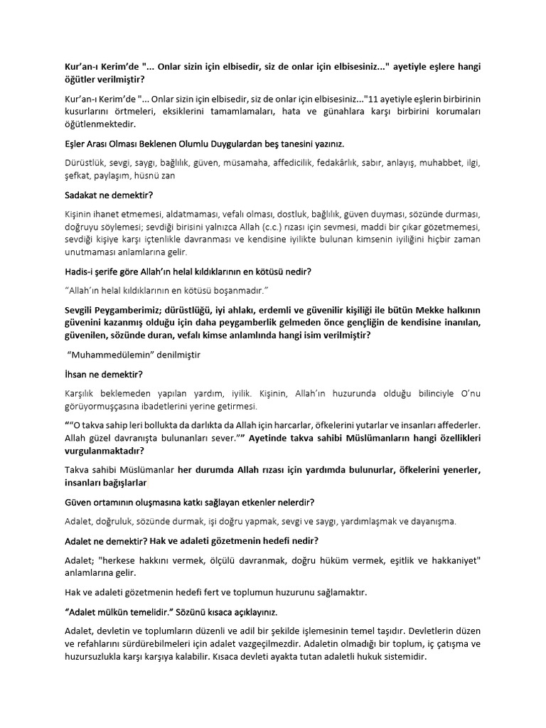 Temel Dini Bilgiler ÇK | PDF