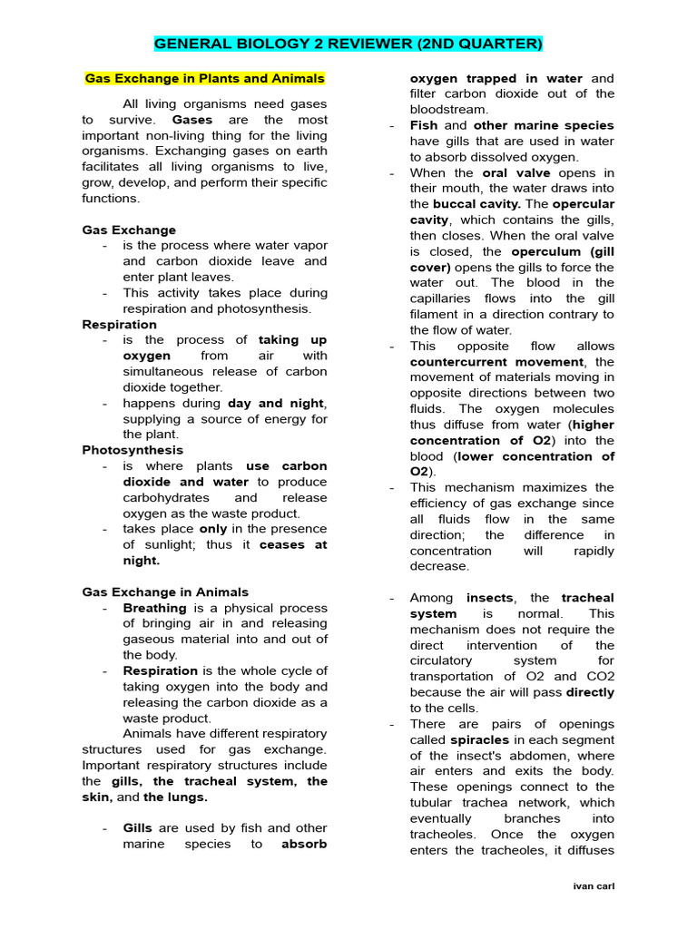 Genbio 2 Quarter 2 Reviewer (Gas-Urinary) | PDF | Circulatory System ...