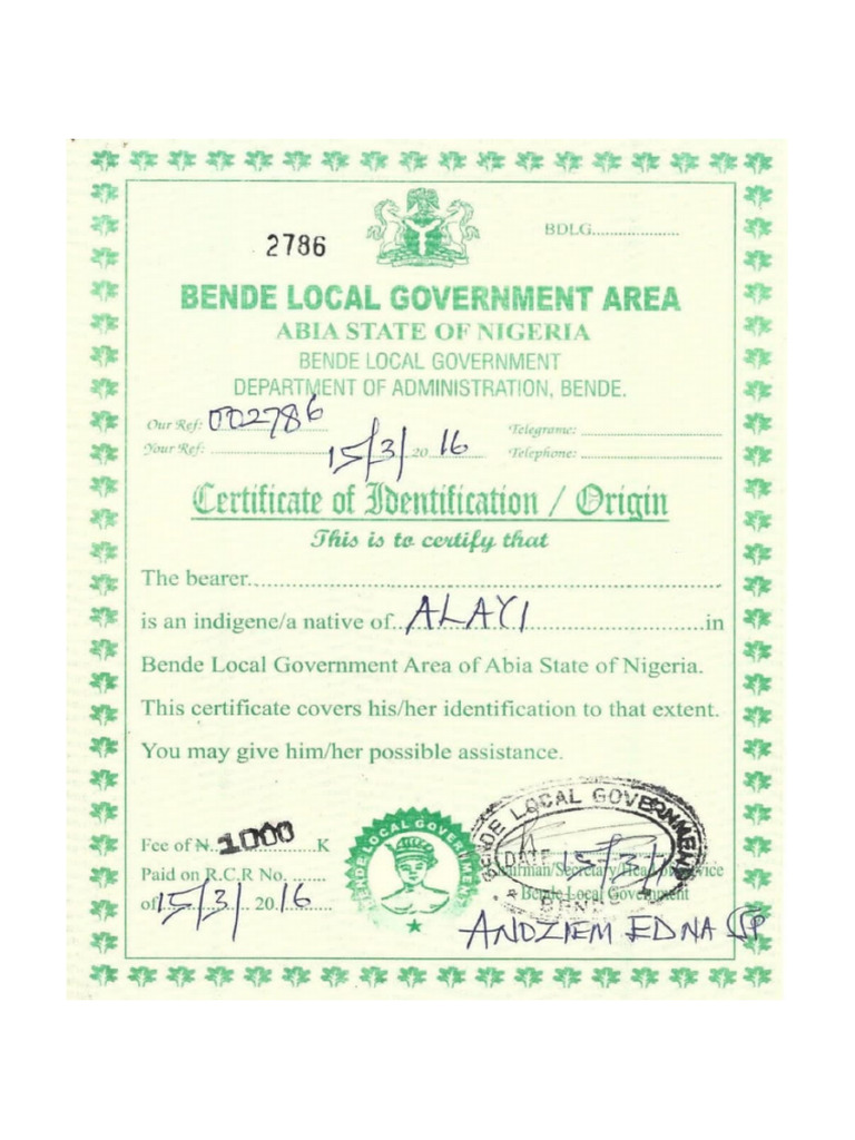 Bende Local Government Origin | PDF