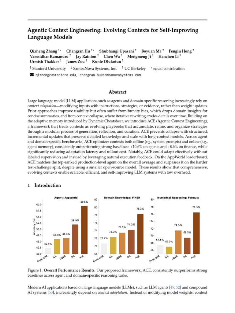 Agentic Context Engineering for LLMs | PDF | Computing | Cognitive Science