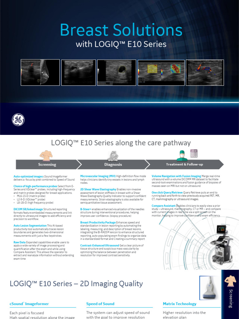 Breast Solutions With LOGIQ E10 Series | PDF | Medical Imaging ...