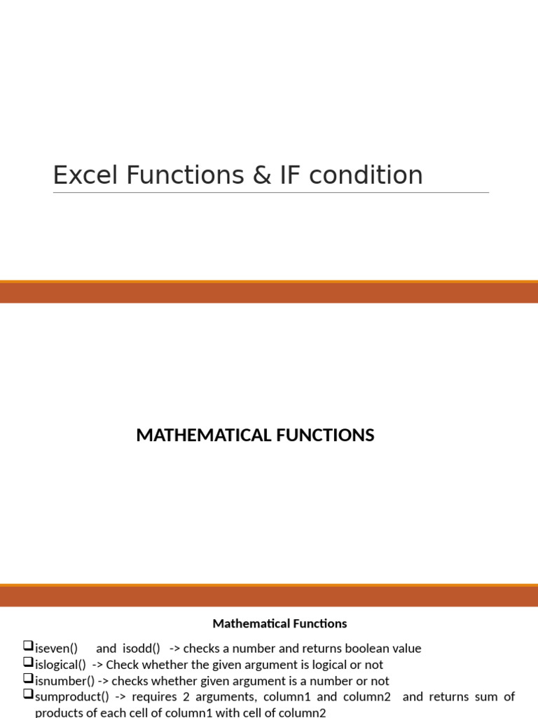 Excel Functions | PDF | Numbers | Computer Programming