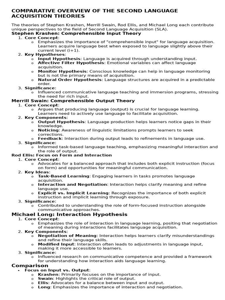 Comparative Overview of The Theories | PDF | Behaviorism | Second ...
