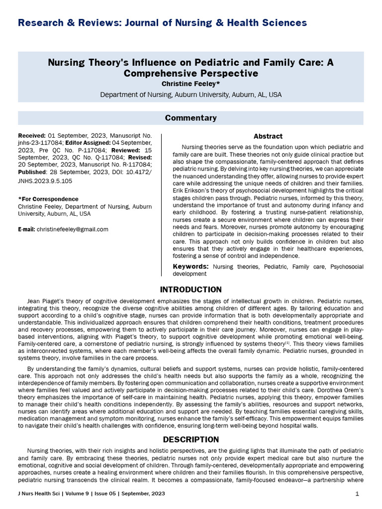 Nursing Theorys Influence On Pediatric and Family Care A Comprehensive ...