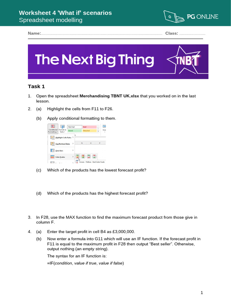 Spreadsheet Modelling What-If Scenarios | PDF | Spreadsheet | Microsoft ...