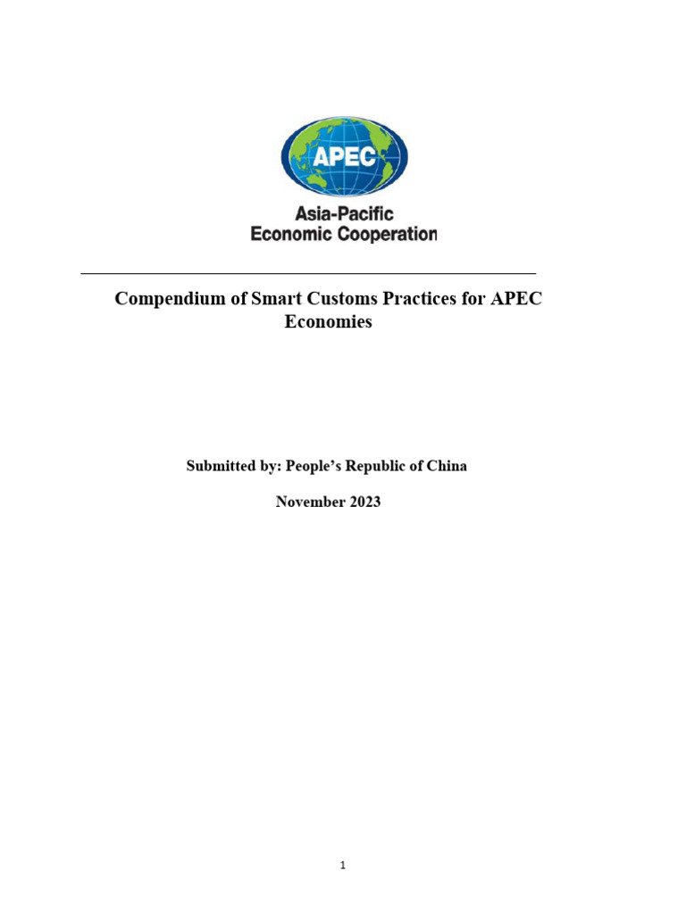 Compendium of Smart Customs Practices For APEC Economies: Submitted By ...
