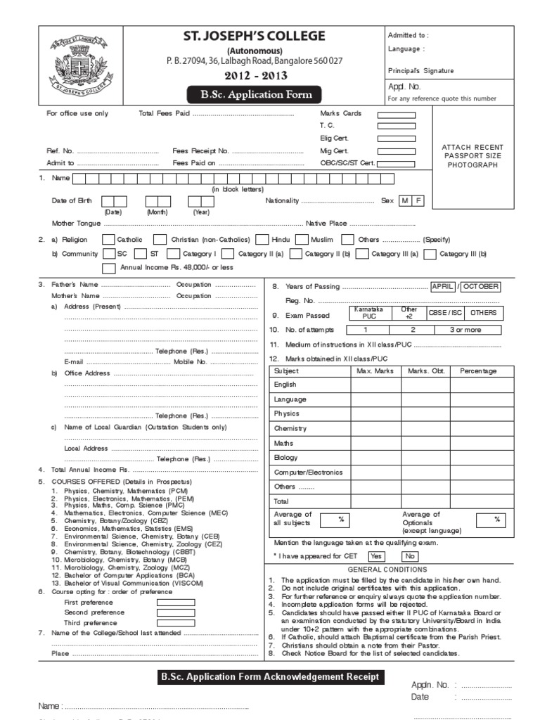 BSC Bca Application | PDF | Bachelor Of Science | Science
