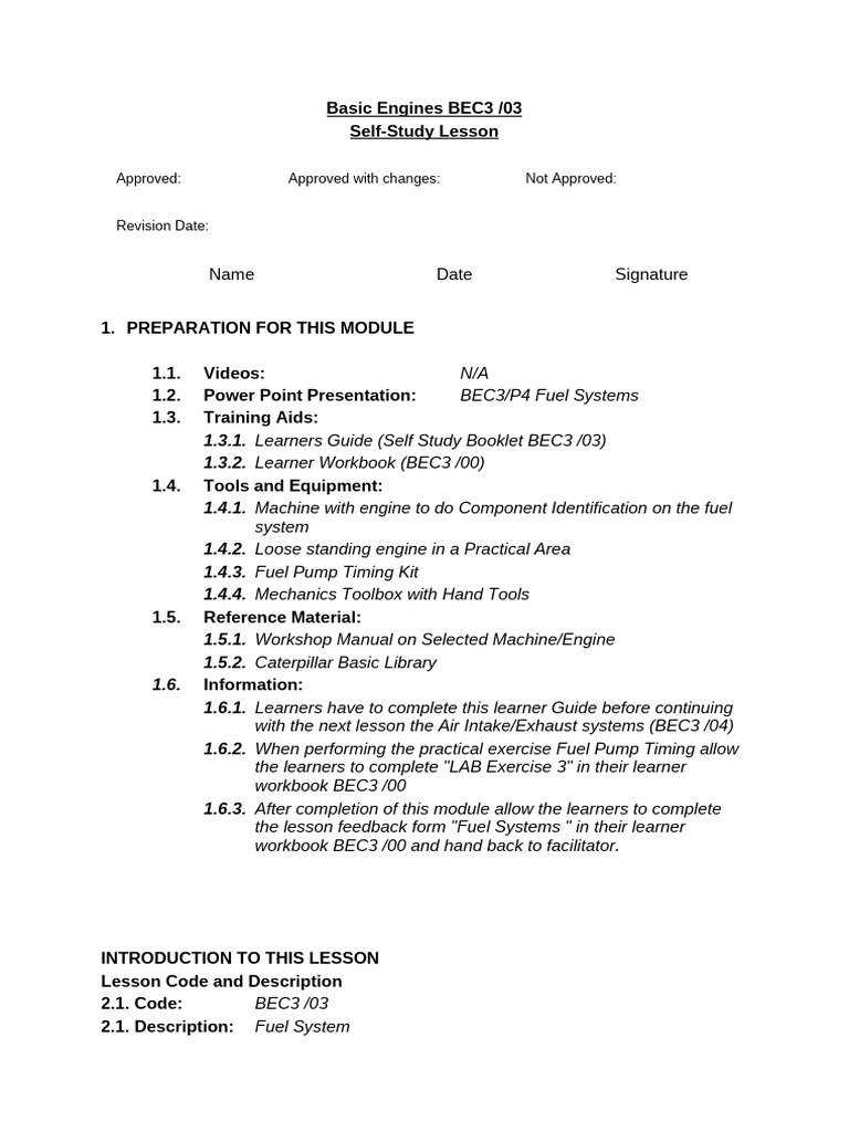 Lesson - 3 Fuel System | PDF | Diesel Engine | Fuel Injection