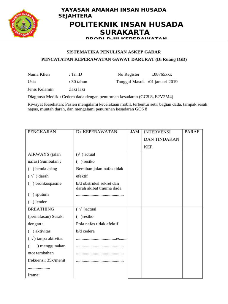Format Askep Gadar | PDF