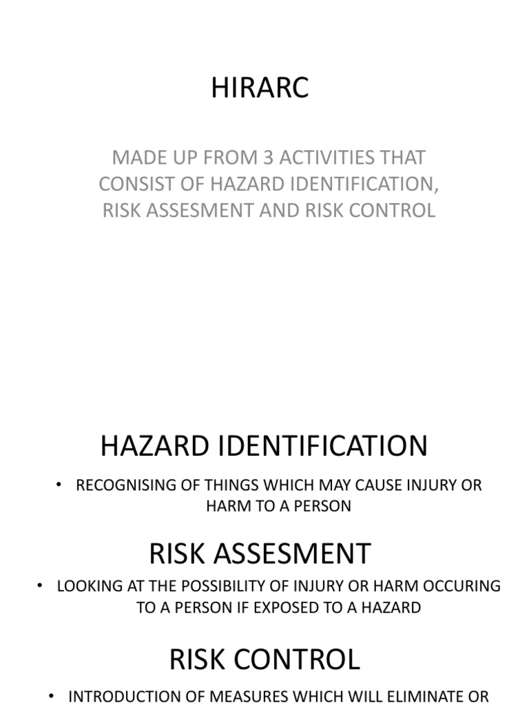 Hirarc: Made Up From 3 Activities That Consist of Hazard Identification ...