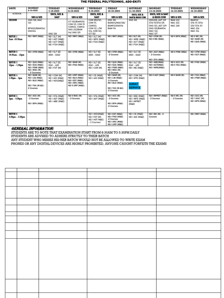 CBE 2nd Semester Time Table For 2024-2025 | PDF | Science | Economies