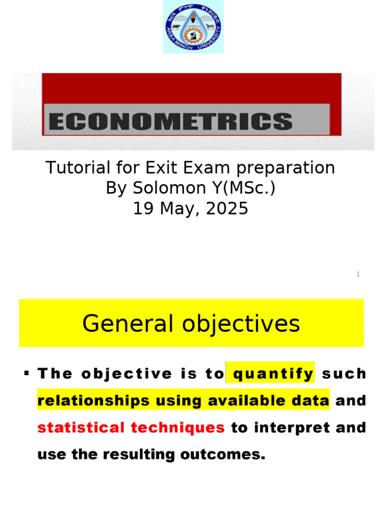Econometrics Lecture Presentation-EDITED | PDF | Econometrics | Errors ...