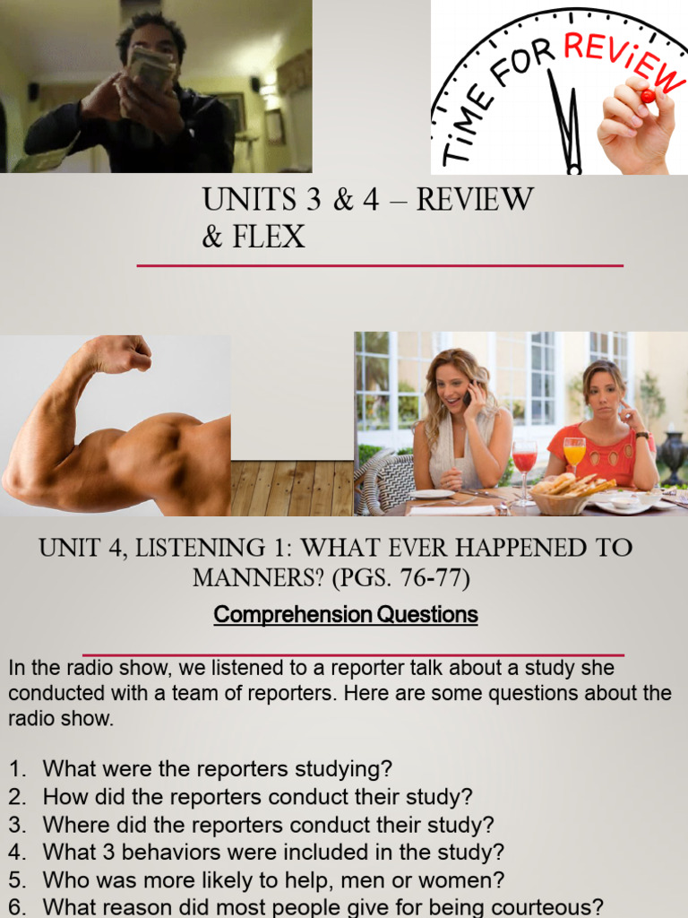 Week 7 F2F Announcements Lead in Units 3 4 - Review Flex | PDF | Verb ...