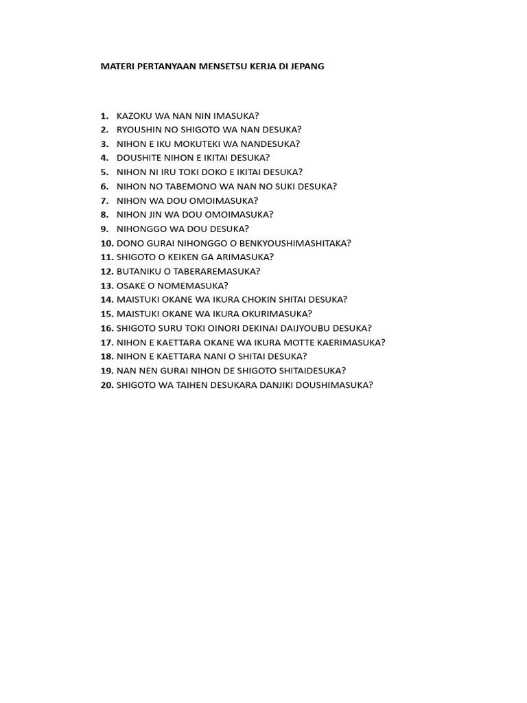 Materi Mensetsu | PDF