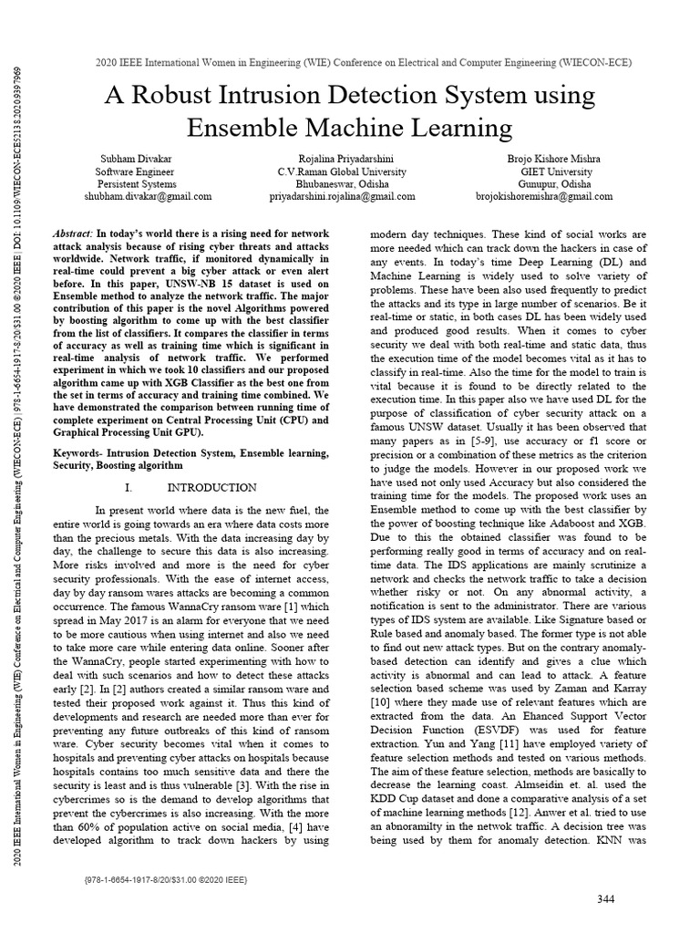 57 A Robust Intrusion Detection System Using Ensemble Machine Learning ...