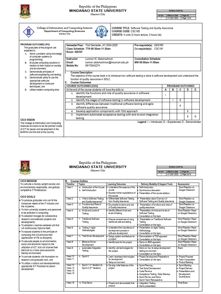 Software Testing & QA Course Syllabus | PDF | Software Testing | Software