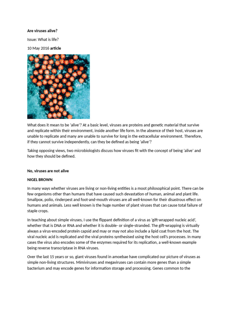 Are Viruses Alive | PDF | Virus | Bacteria