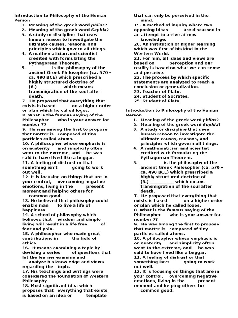Philosophy of the Human Person Overview | PDF | Idea | Plato