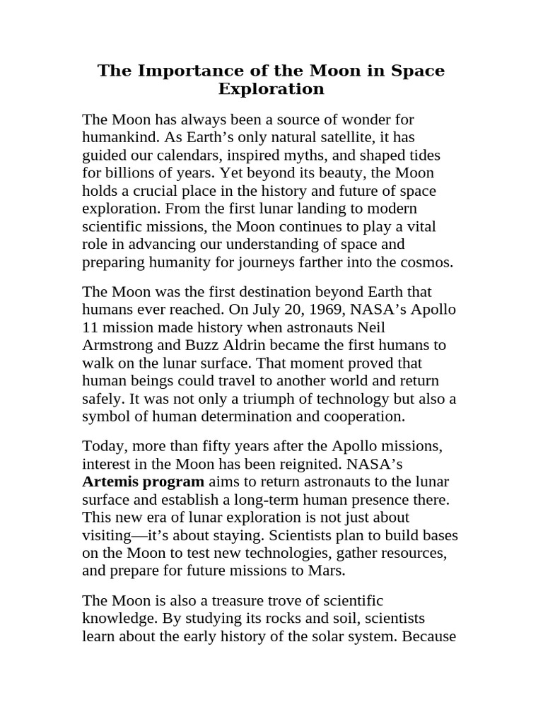 The Importance of The Moon in Space Exploration | PDF