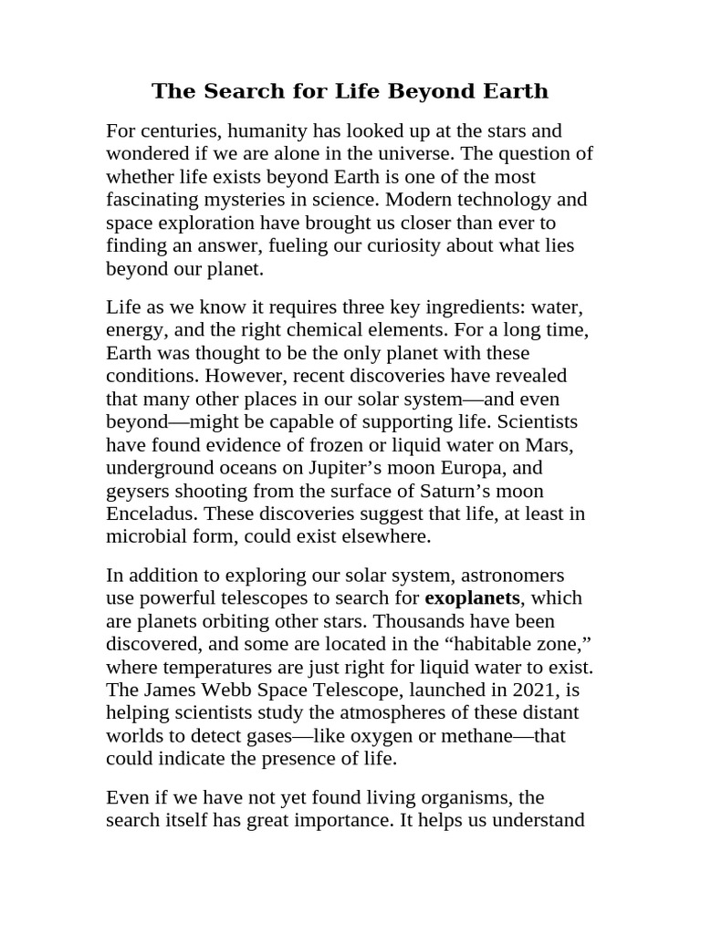 The Search For Life Beyond Earth | PDF
