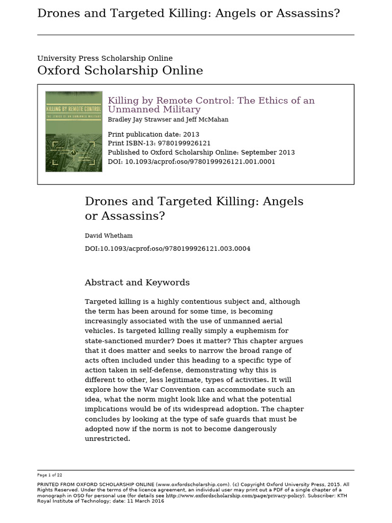 Ethics of Targeted Killing with Drones | PDF | Targeted Killing ...