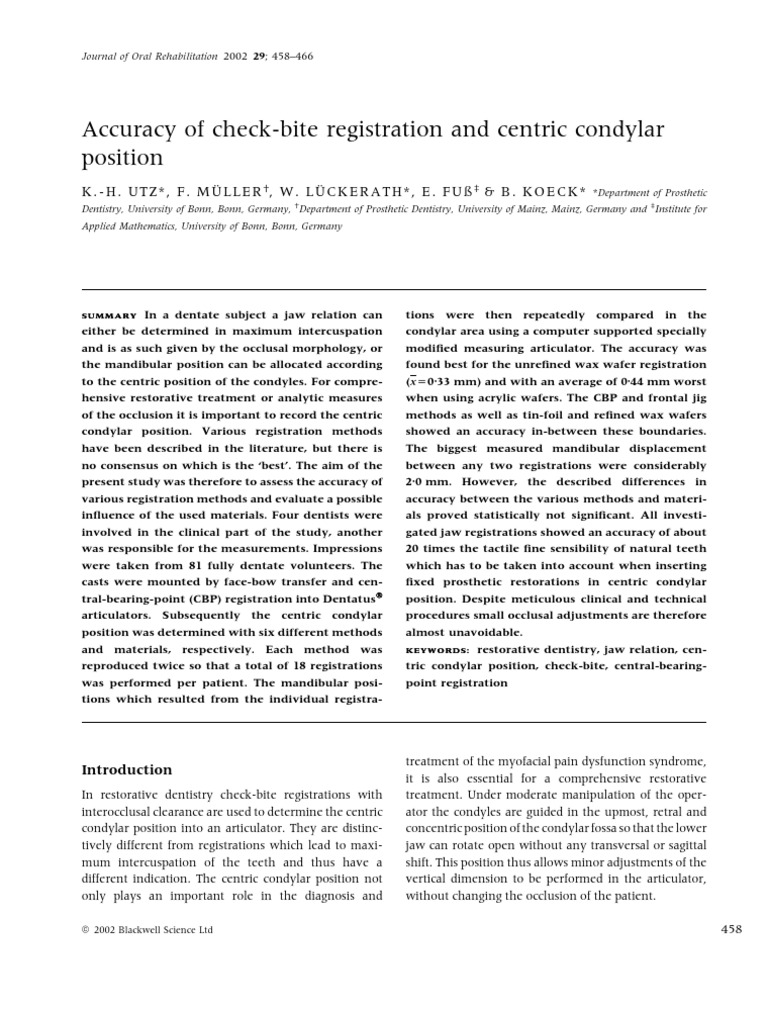 Accuracy of Check Bite | PDF | Accuracy And Precision | Mouth
