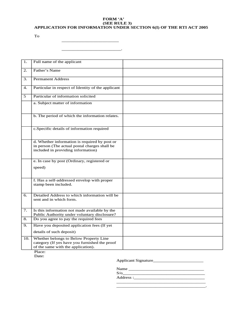 5 Request Form RTI | PDF