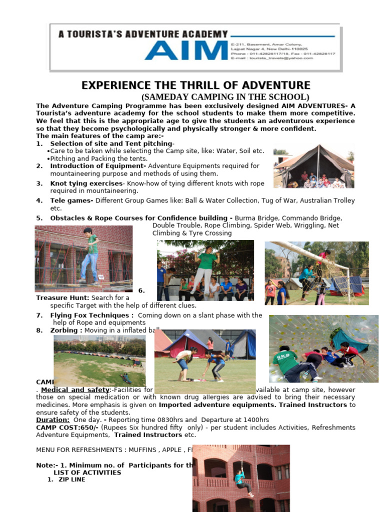 One-Day Adventure Camping Program | PDF