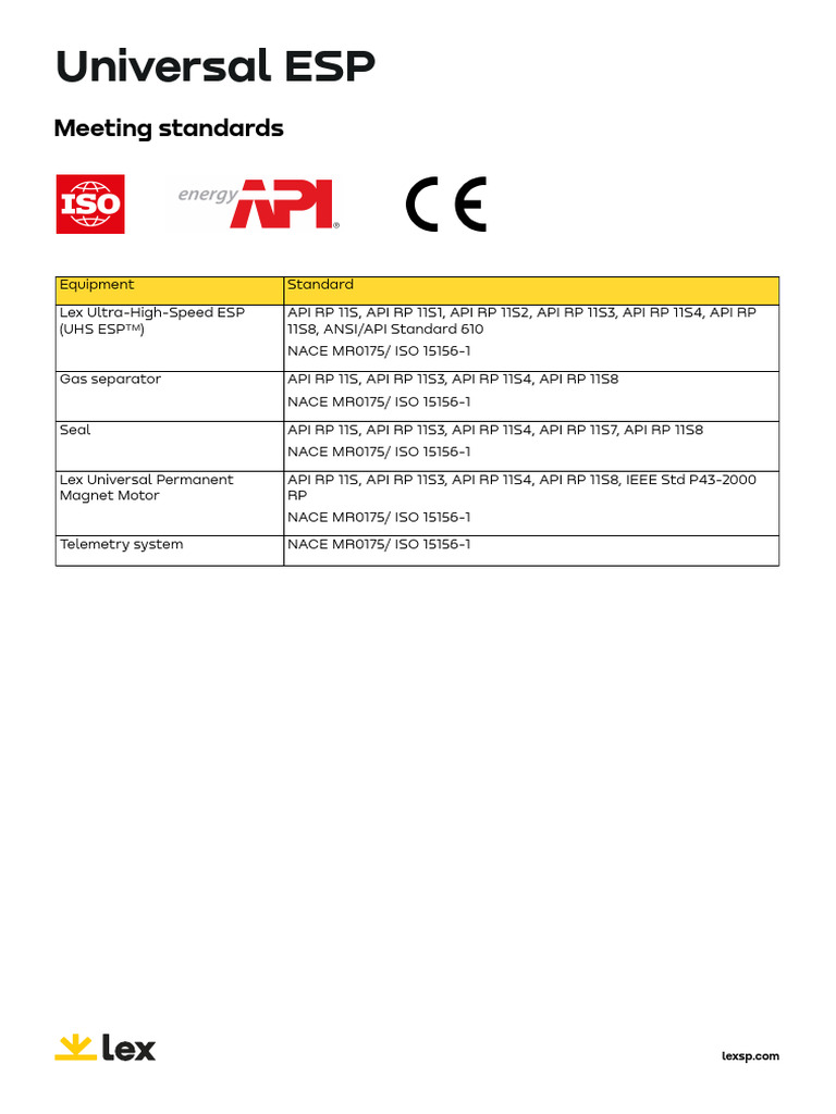 Lex Ultra-High-Speed ESP Standards | PDF