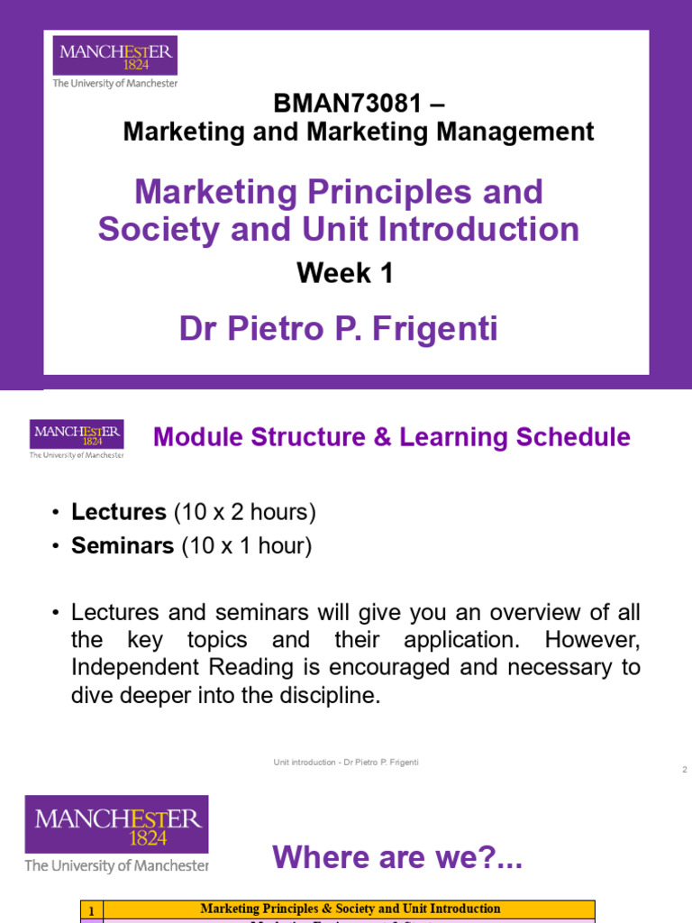 Marketing and Marketing Management - Week 1 | PDF | Marketing | Sales