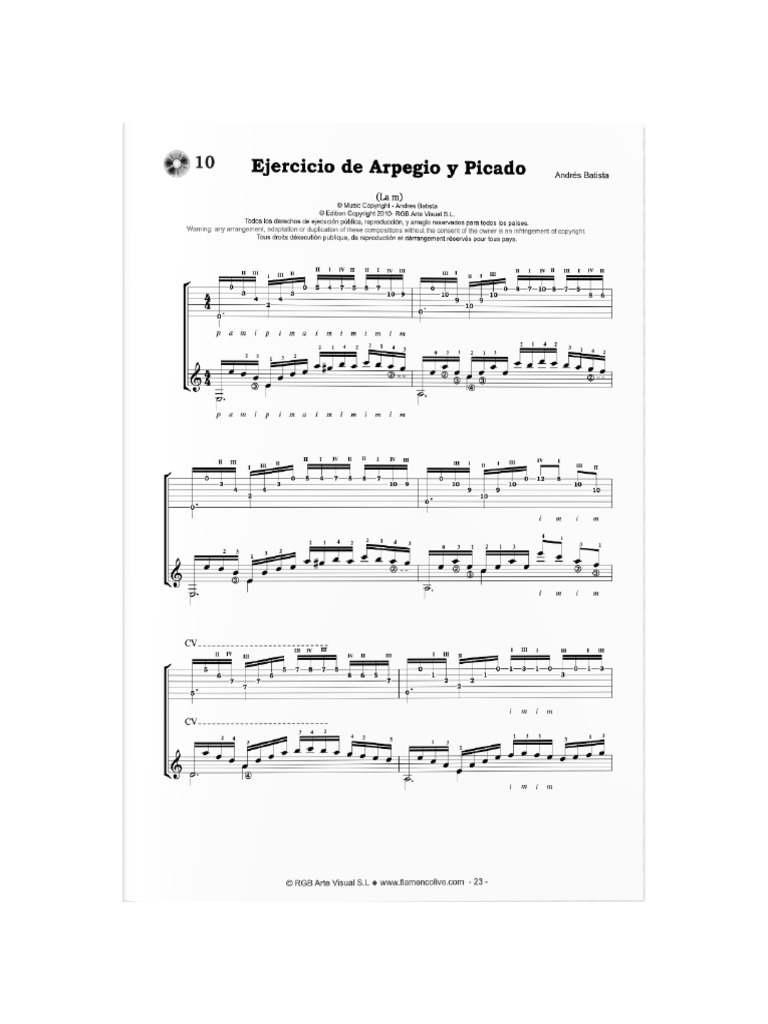 Andrés Batista-Ejercicio de Arpegio y Picao | PDF