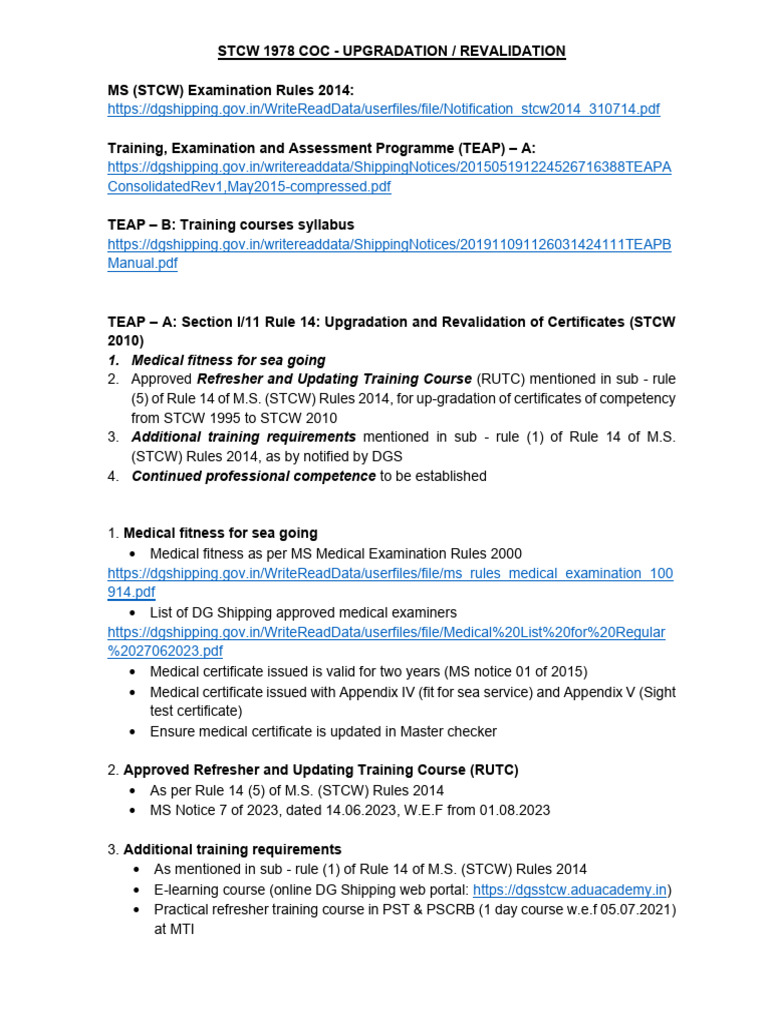 COC Revalidation Guidelines for Seafarers | PDF | Sailor | Shipping