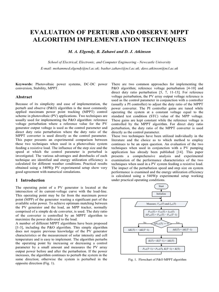 Evaluation of Perturb and Observe MPPT Algorithm Implementation ...