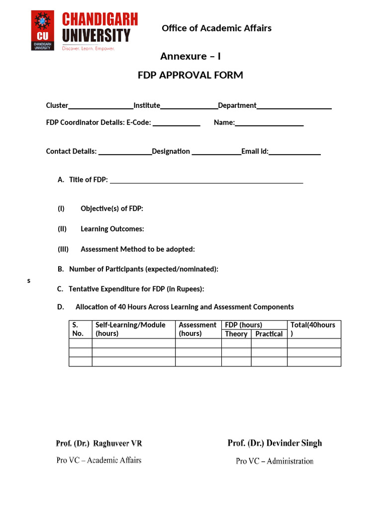 FDP Approval Form Template | PDF