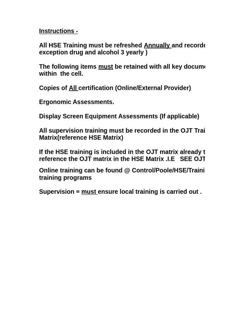 Worksheet in SPS-HSE Management System Training - Read-Only ...