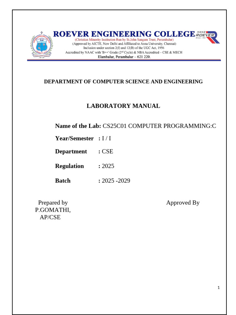 CS25C01-CP Lab Manual (2025-2029) | PDF | Parsing | Engineering