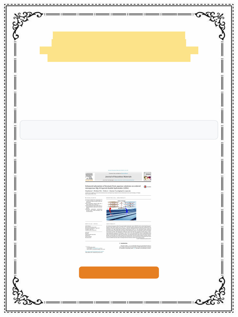 Enhanced adsorption of bromate from aqueous solutions on ordered ...