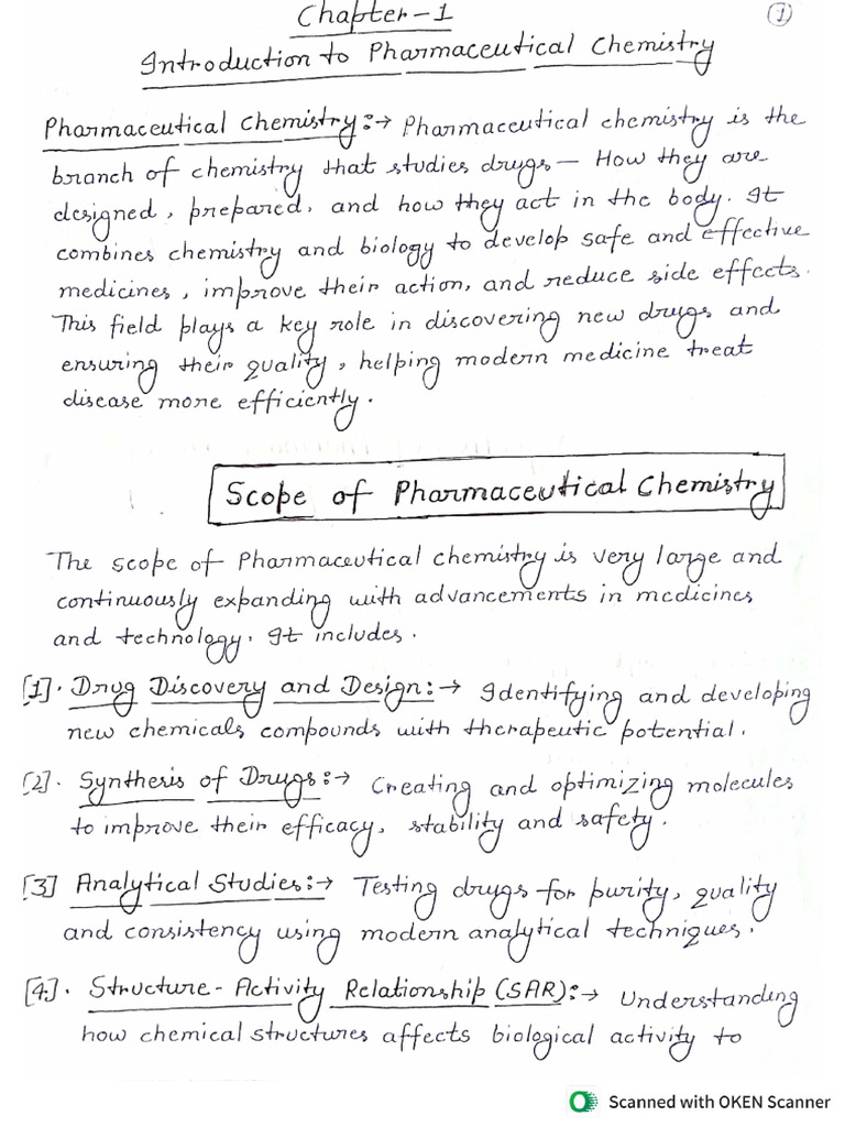 Introduction to Pharmaceutical Chemistry (Chapter -1) | PDF