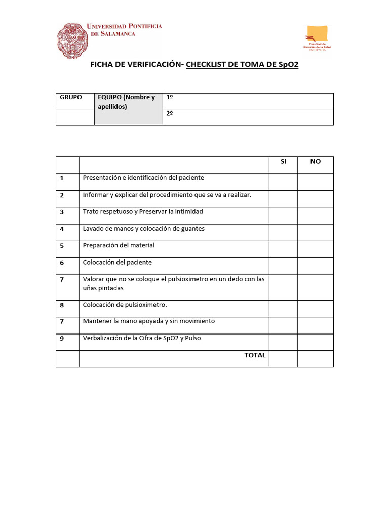 Checklist de SpO2 | PDF