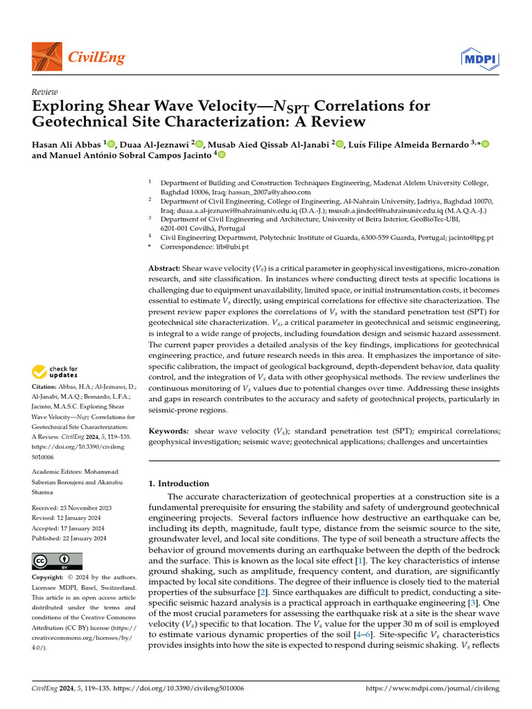 Exploring Shear Wave Velocity-NSPT Correlations Fo | PDF | Geotechnical Engineering | Seismology