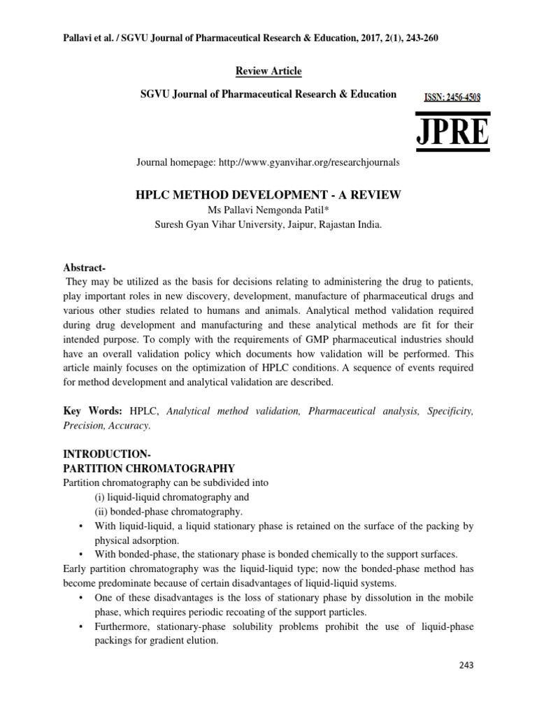HPLC Method Development Review | PDF | Chromatography | High ...