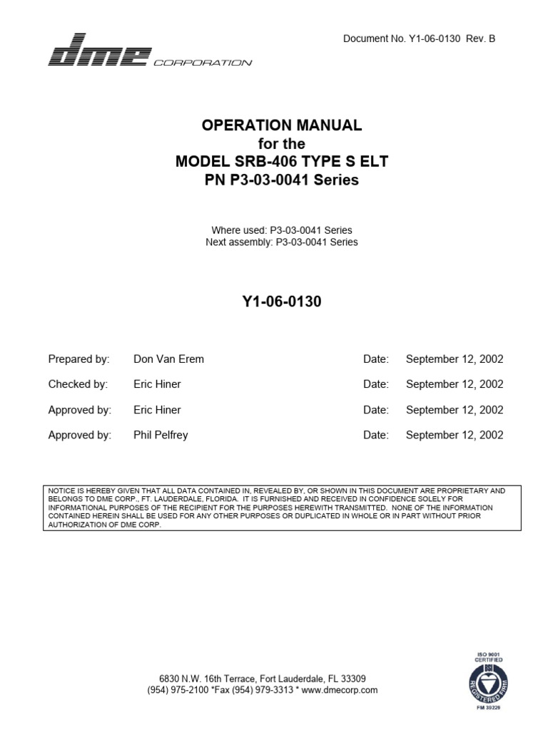 SRB-406 ELT Operation Manual | PDF | Antenna (Radio) | Electricity