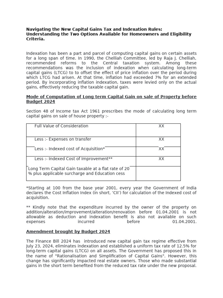 New Capital Gain Tax | PDF | Capital Gain | Capital Gains Tax