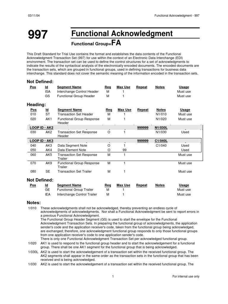 EDI 997 Functional Acknowledgement | PDF | Cargo | Invoice