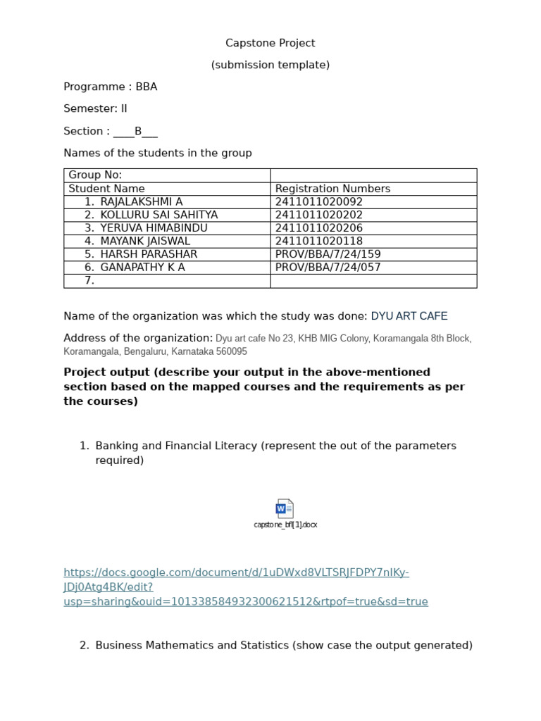Capstone Project Submission Template - Sem II - BBA | PDF
